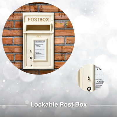 Wall Mounted Post Box Classic Ivory Large Letter Box Lockable With 2 ...