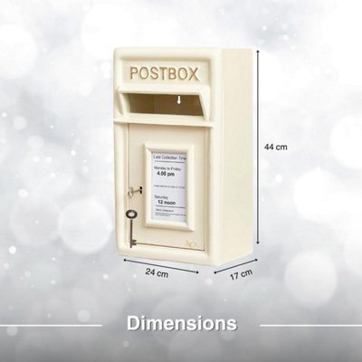 Wall Mounted Post Box Classic Ivory Large Letter Box Lockable With 2 ...
