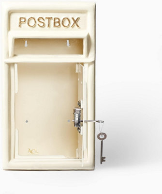 Wall Mounted Post Box Classic Ivory Large Letter Box Lockable With 2 ...