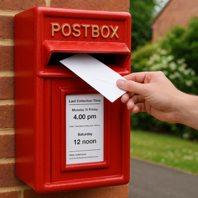Wall Mounted Post Box Classic Red Large Letter Box Lockable With 2 Keys ...