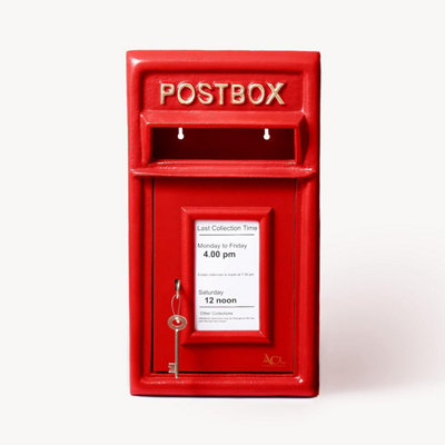 Wall Mounted Post Box Classic Red Large Letter Box Lockable With 2 Keys ...