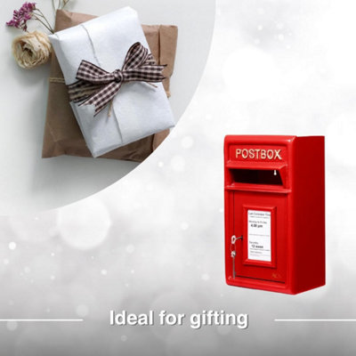 Wall Mounted Post Box Classic Red Large Letter Box Lockable With 2 Keys ...