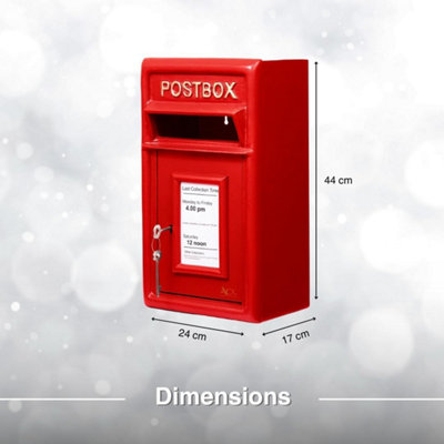 Wall Mounted Post Box Classic Red Large Letter Box Lockable With 2 Keys ...