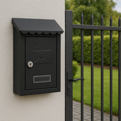 Wall Mounted Post Box, Galvanized Steel Lockable Mailbox with 2 Keys ...