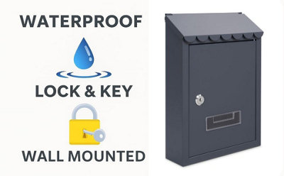 Wall Mounted Post Box, Galvanized Steel Lockable Mailbox with 2 Keys ...