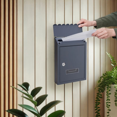Wall Mounted Post Box, Galvanized Steel Lockable Mailbox with 2 Keys ...