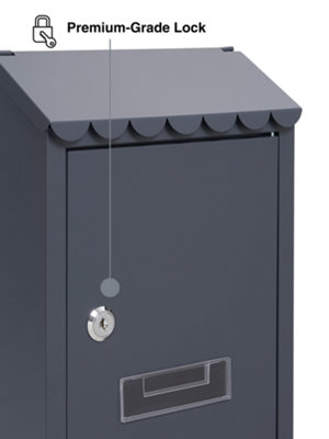 Wall Mounted Post Box, Galvanized Steel Lockable Mailbox with 2 Keys ...