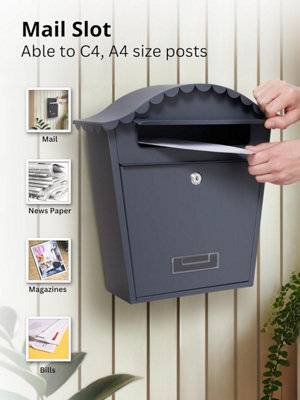 Wall Mounted Post Box, Lockable Mailbox with 2 Keys, Weatherproof ...