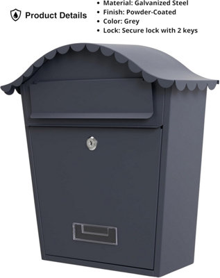 Wall Mounted Post Box, Lockable Mailbox with 2 Keys, Weatherproof ...
