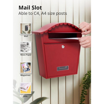 Wall Mounted Post Box, Lockable Mailbox with 2 Keys, Weatherproof ...