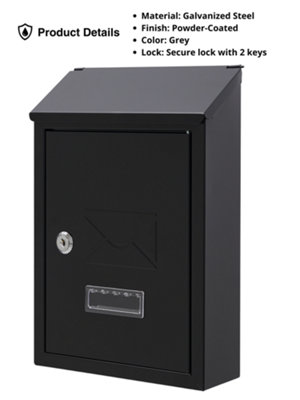 Wall Mounted Post Box, Lockable Mailbox with 2 Keys, Weatherproof ...