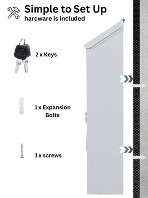 Wall Mounted Post Box, Lockable Mailbox with 2 Keys, Weatherproof ...