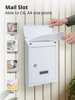 Wall Mounted Post Box, Lockable Mailbox with 2 Keys, Weatherproof ...