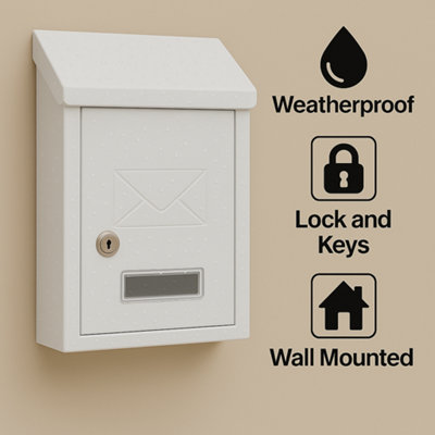 Wall Mounted Post Box, Lockable Mailbox with 2 Keys, Weatherproof ...
