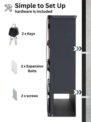 Wall Mounted Post Box, Modern Design with Newspaper Slot Lockable ...