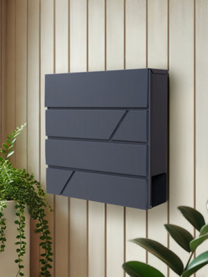 Wall Mounted Post Box, Modern Design with Newspaper Slot Lockable ...