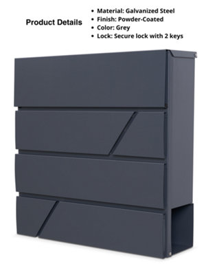 Wall Mounted Post Box, Modern Design with Newspaper Slot Lockable ...