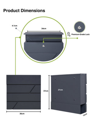 Wall Mounted Post Box, Modern Design with Newspaper Slot Lockable ...