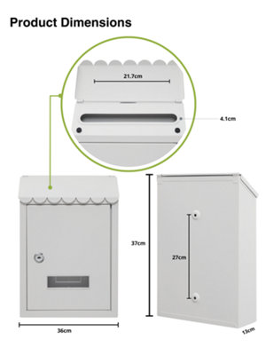 Wall Mounted Post Box, Steel Lockable Mailbox with 2 Keys, Weatherproof ...