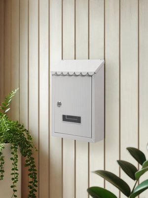 Wall Mounted Post Box, Steel Lockable Mailbox with 2 Keys, Weatherproof ...
