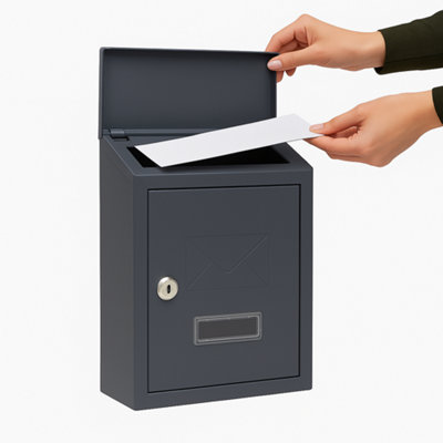 Wall Mounted Post Box, Steel Lockable Mailbox with 2 Keys, Weatherproof ...