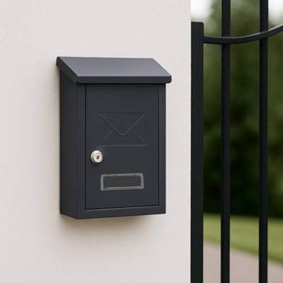 Wall Mounted Post Box, Steel Lockable Mailbox with 2 Keys, Weatherproof ...