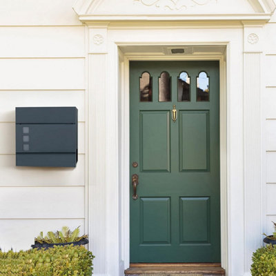 Wall-Mounted Post Box with Lock, Sleek Modern Style and Newspaper Slot ...
