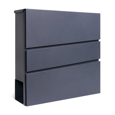 Wall Mounted Post Box with Newspaper Holder, Lockable Letterbox with 2 ...