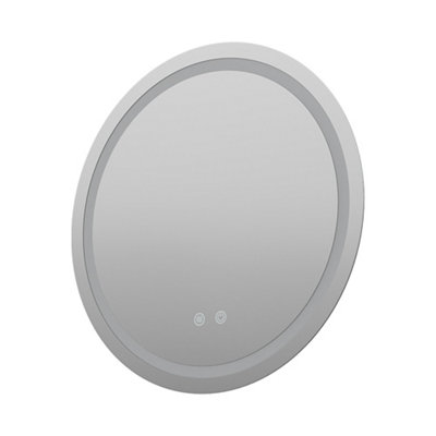 Wall Mounted Round LED Bathroom Mirror 60cm Dia Mirror White Colour Light
