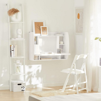 Wall-mounted Table Desk with Storage Shelves and Drawers, Home Office ...