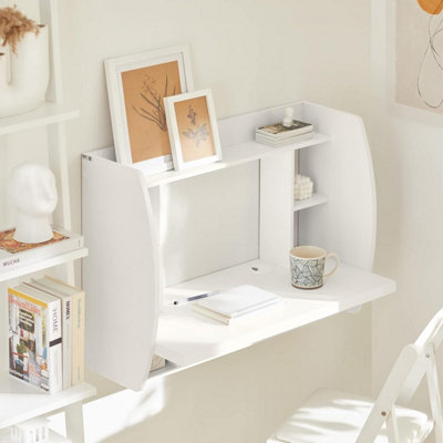 Wall-mounted Table Desk with Storage Shelves and Drawers, Home Office ...
