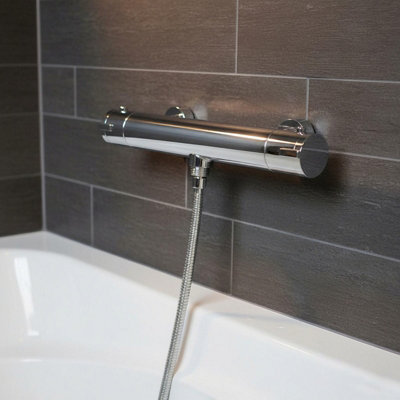Wall-mounted Thermostatic Shower Mixer with Safety Temperature Lock, Chrome