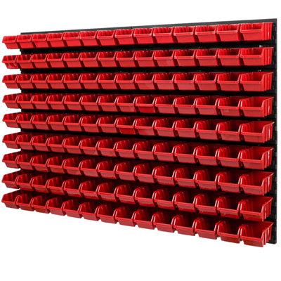 WALL MOUNTED TOOL PEG BOARD SET GARAGE STORAGE BINS WORKSHOP RACK SHED ...