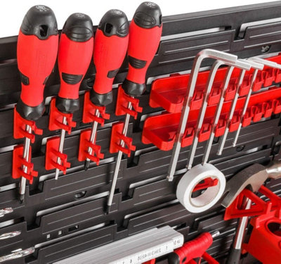 WALL MOUNTED TOOL PEG BOARD SET GARAGE STORAGE BINS WORKSHOP RACK SHED ...