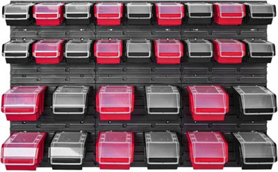 WALL MOUNTED TOOL PEG BOARD SET GARAGE STORAGE BINS WORKSHOP RACK SHED ...
