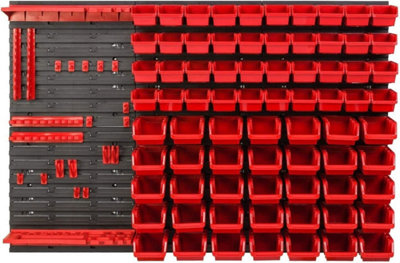 WALL MOUNTED TOOL PEG BOARD SET GARAGE STORAGE BINS WORKSHOP RACK SHED ...
