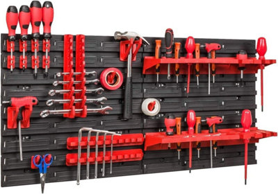 WALL MOUNTED TOOL PEG BOARD SET GARAGE STORAGE BINS WORKSHOP RACK SHED ...