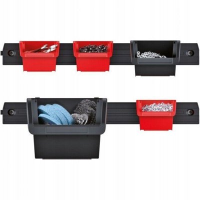WALL MOUNTED TOOL PEG BOARD SET GARAGE STORAGE BINS WORKSHOP RACK SHED ...