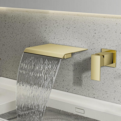 Wall Mounted Waterfall Bathroom Faucet,Waterfall Single Handle Mixer ...