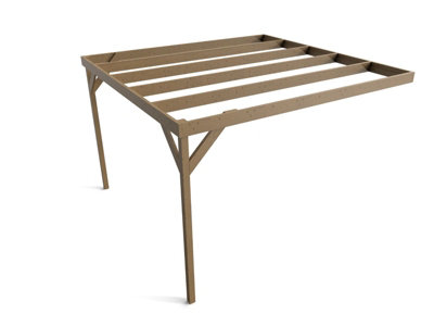 Wall-mounted wooden box pergola, complete DIY kit, 3m x 3.6m (Rustic ...