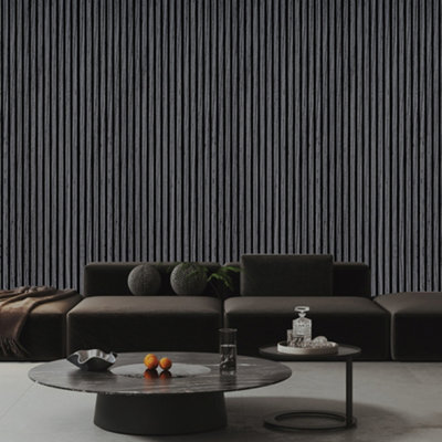 Wall Panel Slat Dark Grey Wood Grain PVC Slat Wall Panels Background ...