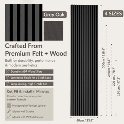 Wall Panel Wood Slat Grey Oak Decorative Wooden Wall Panelling 3D ...