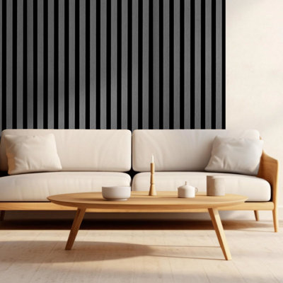 Wall Panel Wood Slat Grey Oak Decorative Wooden Wall Panelling 3D ...