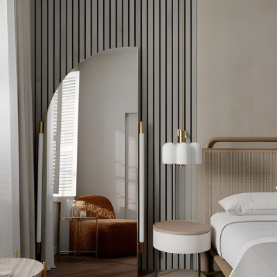 Wall Panel Wood Slat Light Grey Decorative Wooden Wall Panelling 3D ...