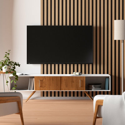Wall Panel Wood Slat Oak Decorative Wooden Wall Panelling 3D Slatted ...