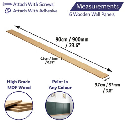 WALL PANELLING KIT SHAKER STYLE 3D WALL PANEL PAINTABLE MDF WOOD (H)900 ...