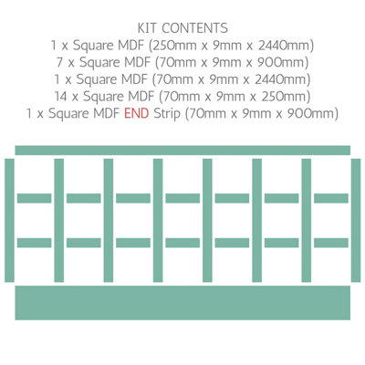 Wall Panels World Cambridge Shaker MDF Half Wall Panelling Kit - Primed