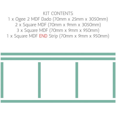 Wall Panels World Shaker MDF Half Wall Panelling Kit - Primed