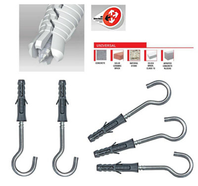 Wall Plug 3 Way Expansion With Round Hook Frame Concrete Brick - Size ...