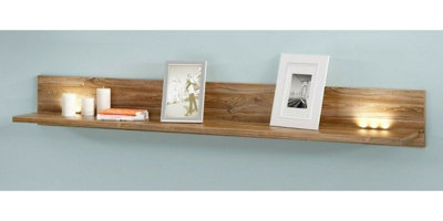 Wall Shelf Panel LED Lights 200cm 2m Display Storage Medium Oak Effect ...